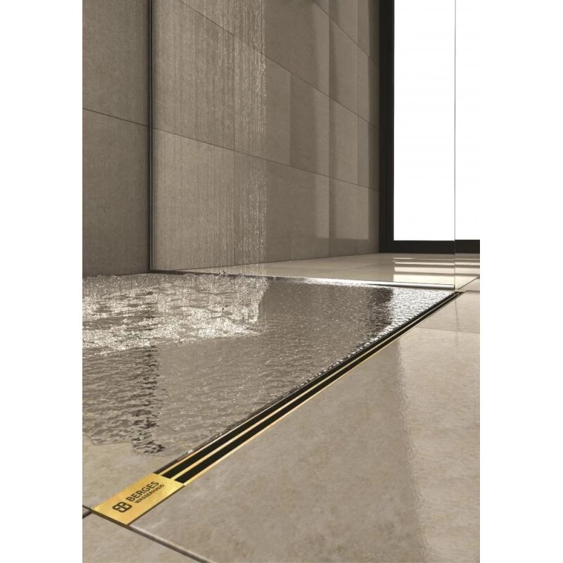 Душевой трап (лоток) Berges Super Slim 092152 60 см, с решеткой, щелевой, золотой