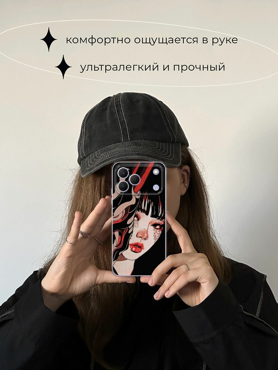 Чехол на Tecno Spark 50 / Текно Спарк 50 с принтом Девушка за маской — фото 1