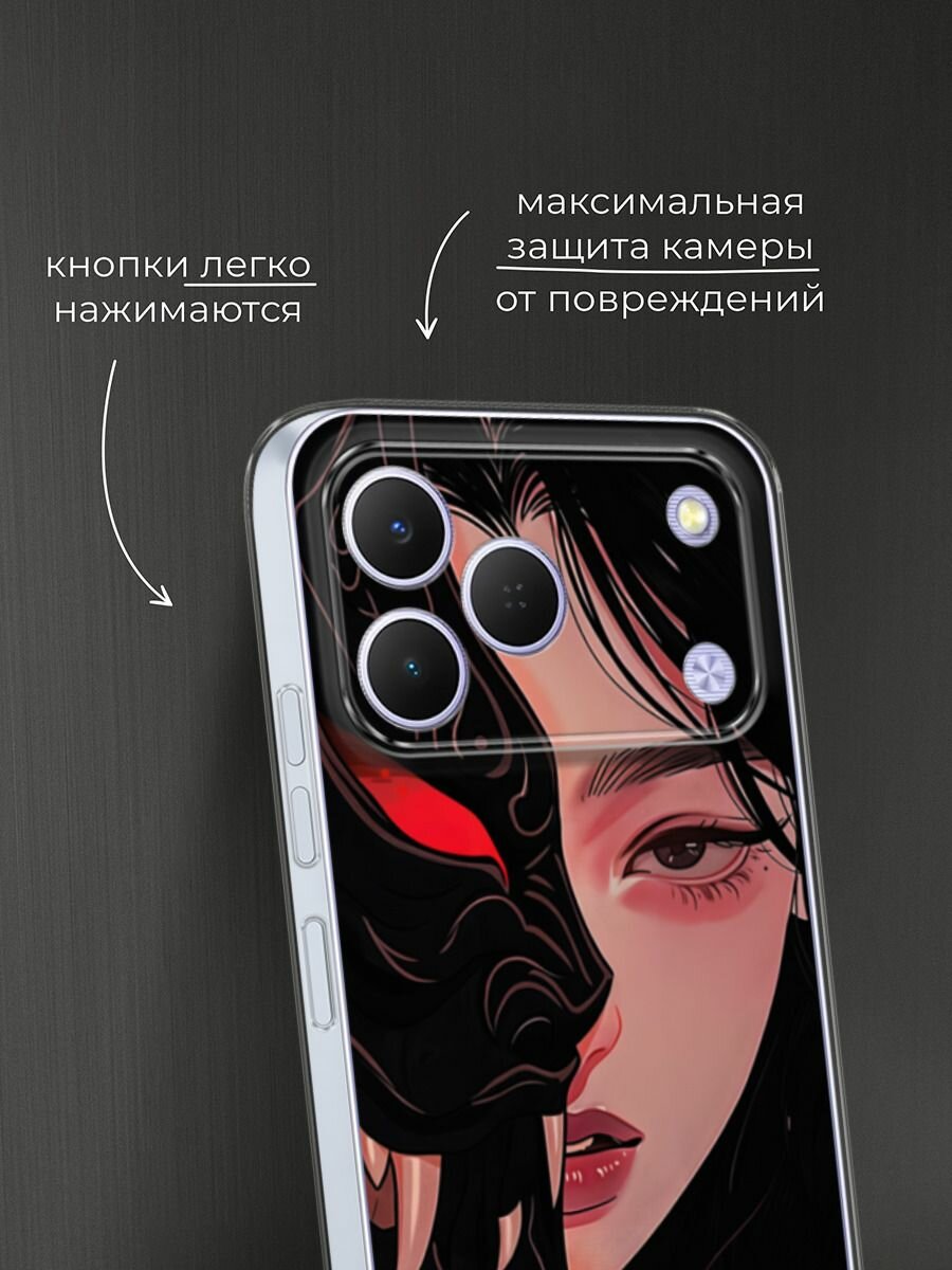 Чехол на Tecno Spark 50 / Текно Спарк 50 с принтом Девушка с маской — фото 1