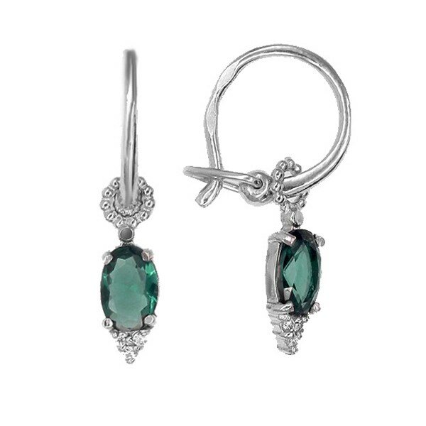 Серьги, серебро, 925 проба, родирование, фианит, кристалл