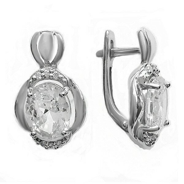 Серьги, серебро, 925 проба, фианит