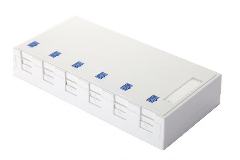 Коробка настенная 6-порт. со шторками бел. Eurolan 12B-04-06WT
