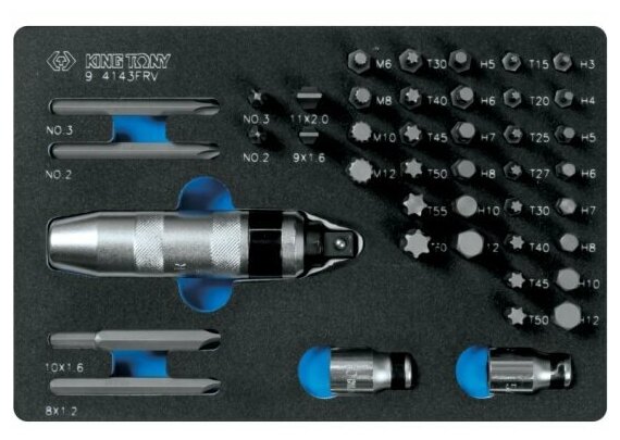Набор торцевых насадок King Tony 9-4143FRV бит и ударная отвертка, 43 предмета