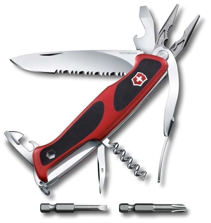 Нож перочинный VICTORINOX RangerGrip 174 Handyman, 130 мм, 17 фнк, с фиксатором, красный с чёрным