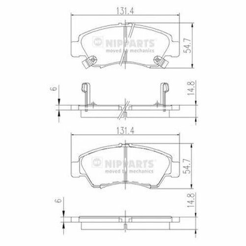 Комплект передних тормозных колодок Nipparts J3604034 для Honda Capa, Civic V, VI, Jazz II, III, Logo