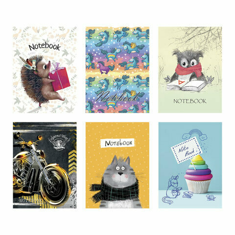 36 шт, Блокнот малый формат А7 75x105 мм, 40 л, гребень, фольга, TWIN лак, клетка, "микс 5" (6 видов), 099104