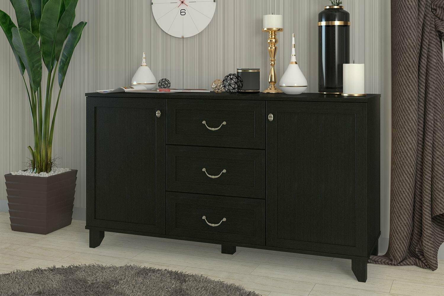 Комод Ренди 4М 140х40х80 венге цаво, рамка квадро МДФ, ножка №3