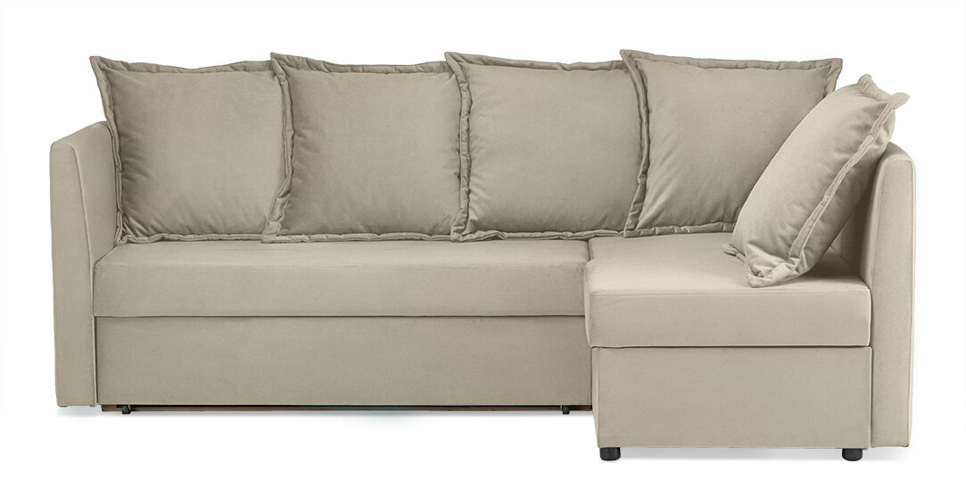 Диван угловой раскладной дельфин Хольмсунд, в цвете бежевый (Velutto 17)