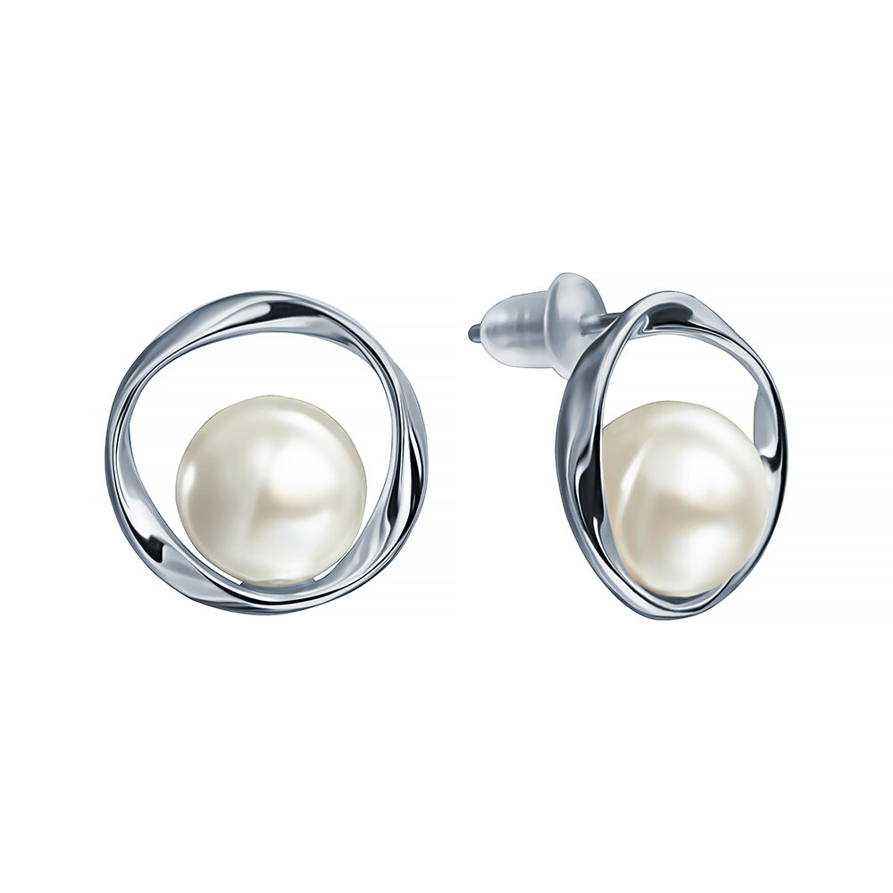 Серьги, серебро, 925 проба, жемчуг имитация