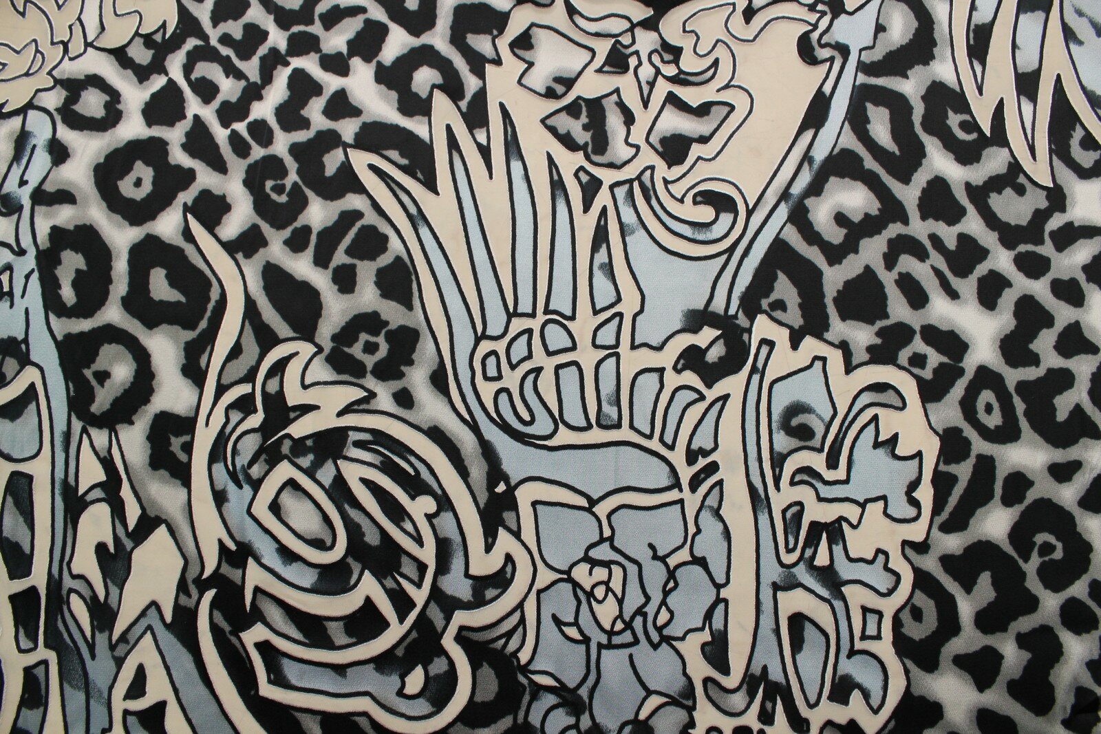 Ткань Шелк-деворе Cavalli леопард на серо-стальном, ш138см, 0,5 м