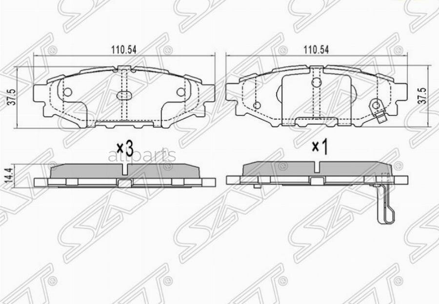 SAT ST-26696-AG030 Колодки тормозные (Сзади) Subaru Forester 07-21 / Impreza 07-16