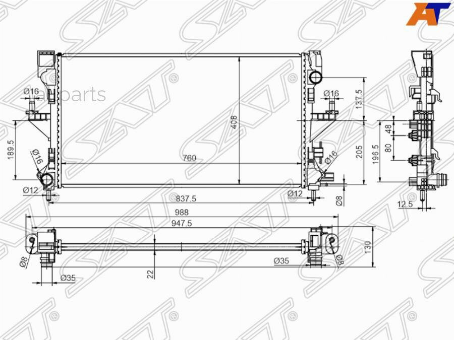 SAT PG0009-14 Радиатор Peugeot Boxer 14- / Citroen Jumper 14- / Fiat Ducato 14-
