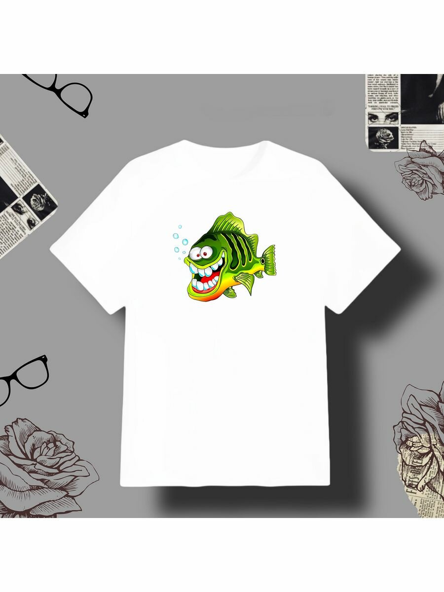 Футболка мультяшная рыбка fish рыбалка