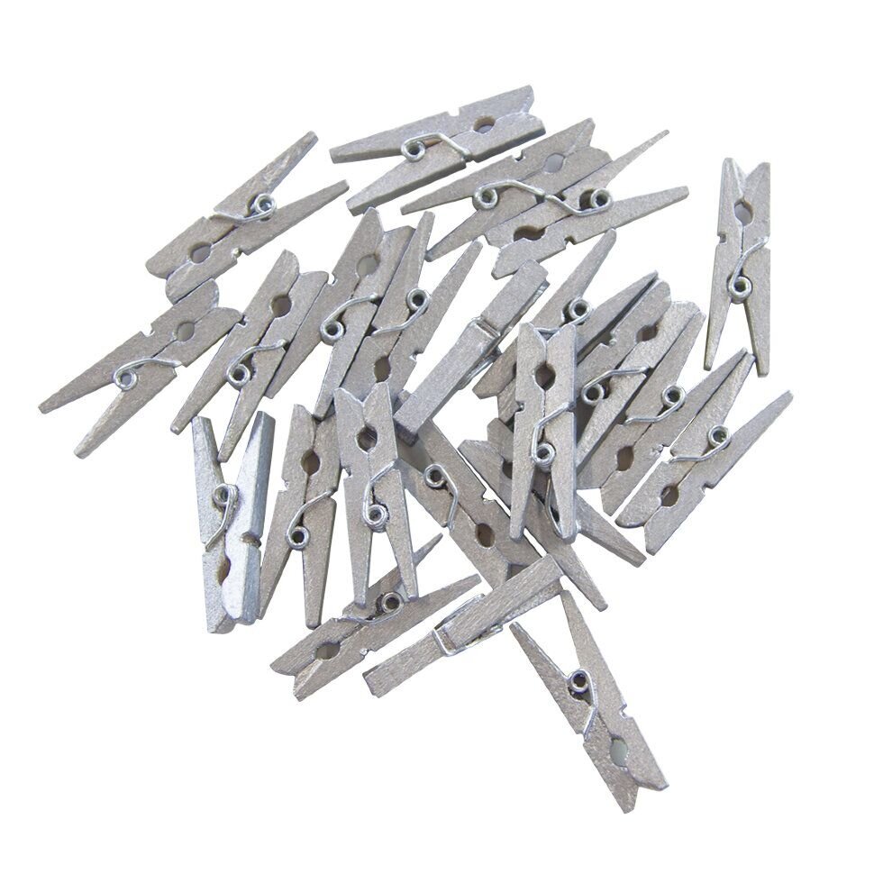 Декоративные прищепки, 3 см, Серебро, 24 шт.