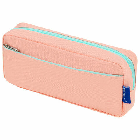 Пенал мягкий BRAUBERG PASTEL, 2 отделения, персиковый, 21×9.5×5 см