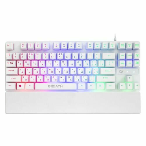 Клавиатура Defender Breath GK-184, USB, c подставкой для запястий, белый [45184]