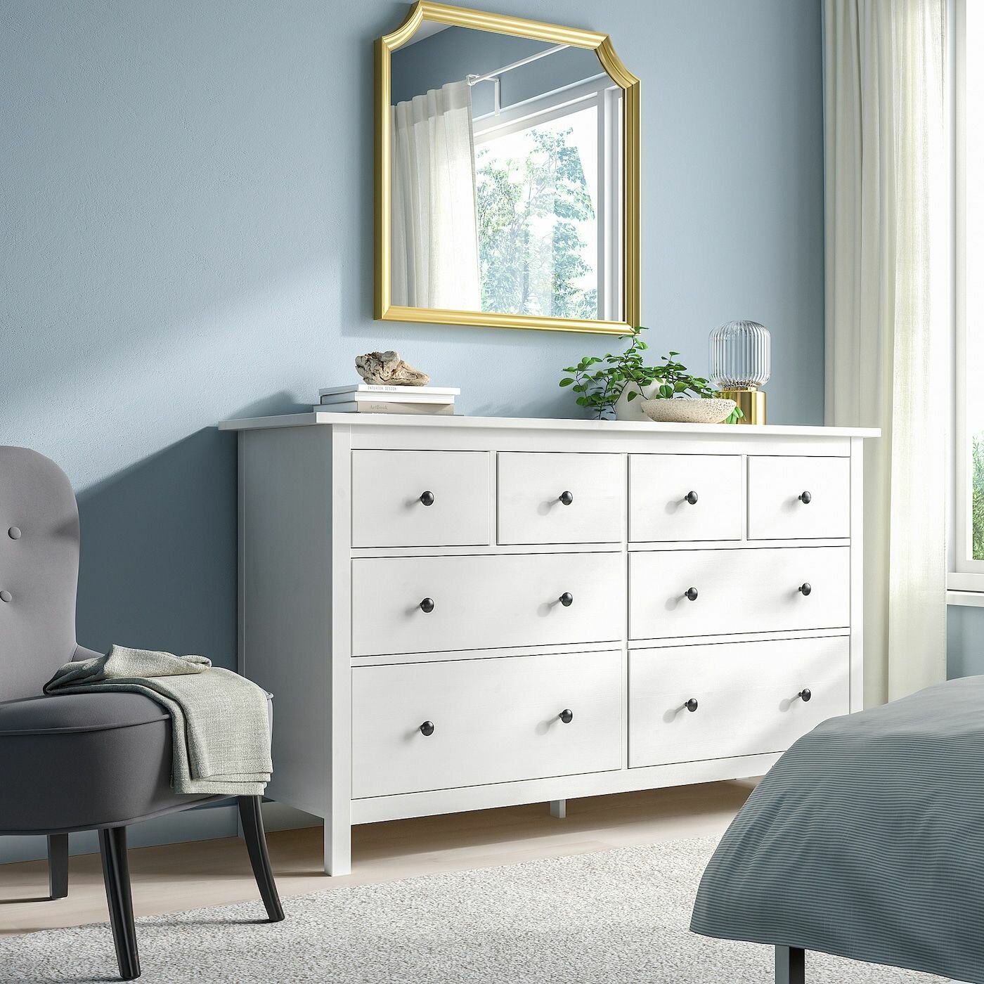 Комод с ящиками для одежды, белый, HEMNES, 8 ящиков, 160х50х96 см