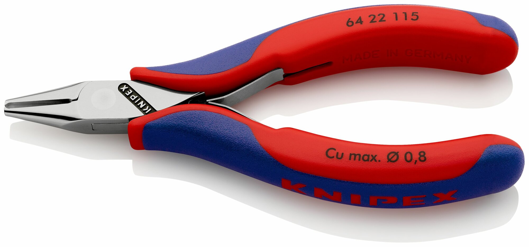 Кусачки KNIPEX торцевые для электроники, маленькая фаска, узкие губки, 115 мм, 2-комп ручки KN-6422115