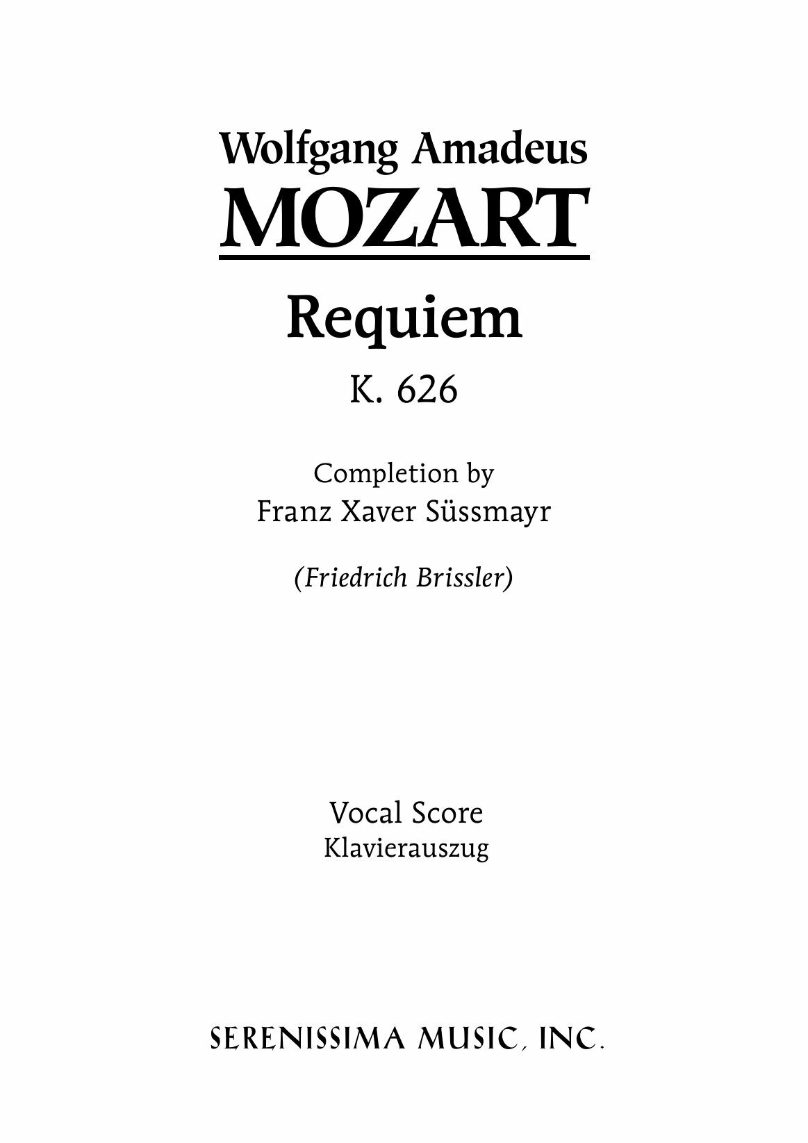 Requiem, K.626. Vocal score — фото 1