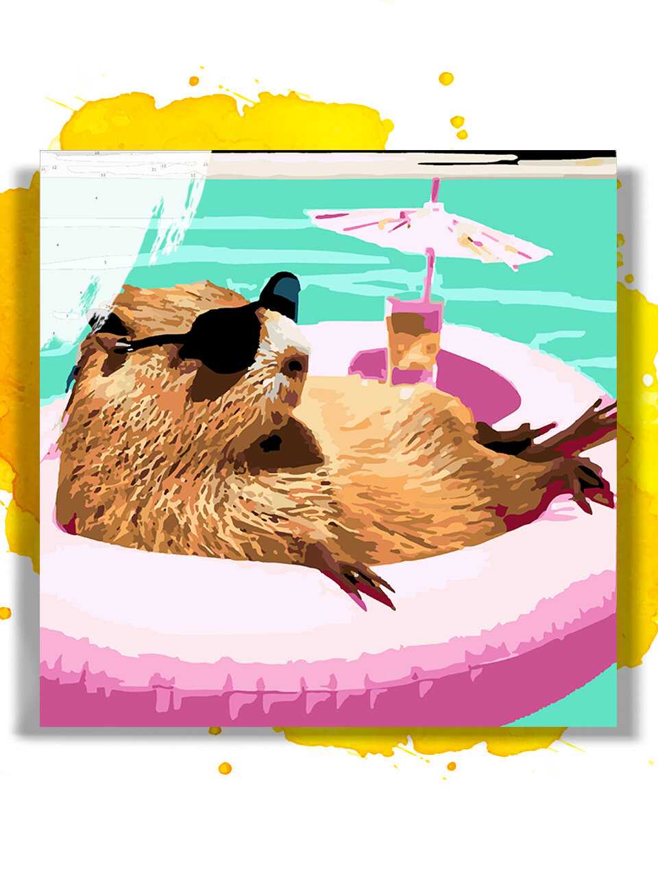 Картина по номерам на холсте Капибара в бассейне, 40 х 40 см