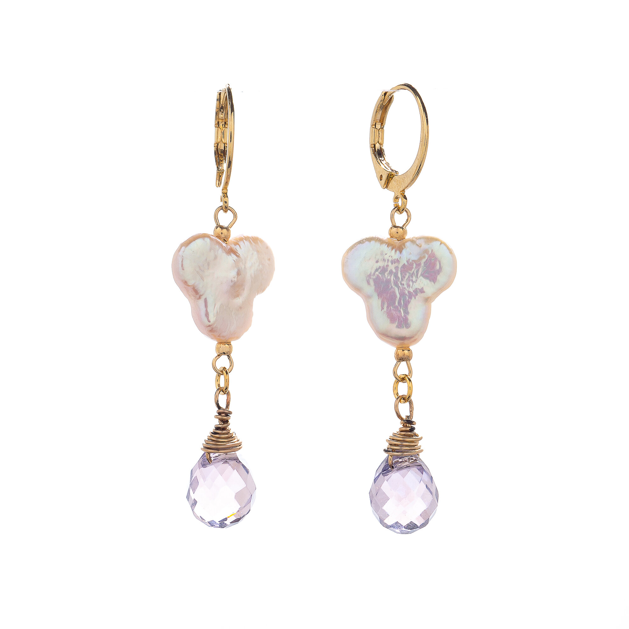 Серьги с подвесками, жемчуг культивированный, кристалл