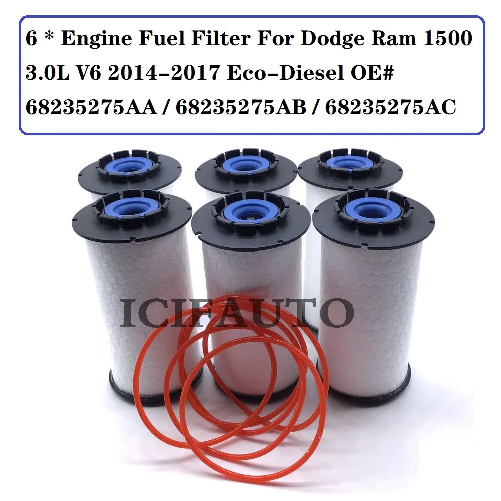 Топливный фильтр двигателя 2/4/5/6/8/10 шт. для Dodge Ram 1500 3.0L V6 2014-2017 Eco-Diesel OE # 68235275 АА / 68235275 АБ / 68235275 АК 6 Pieces