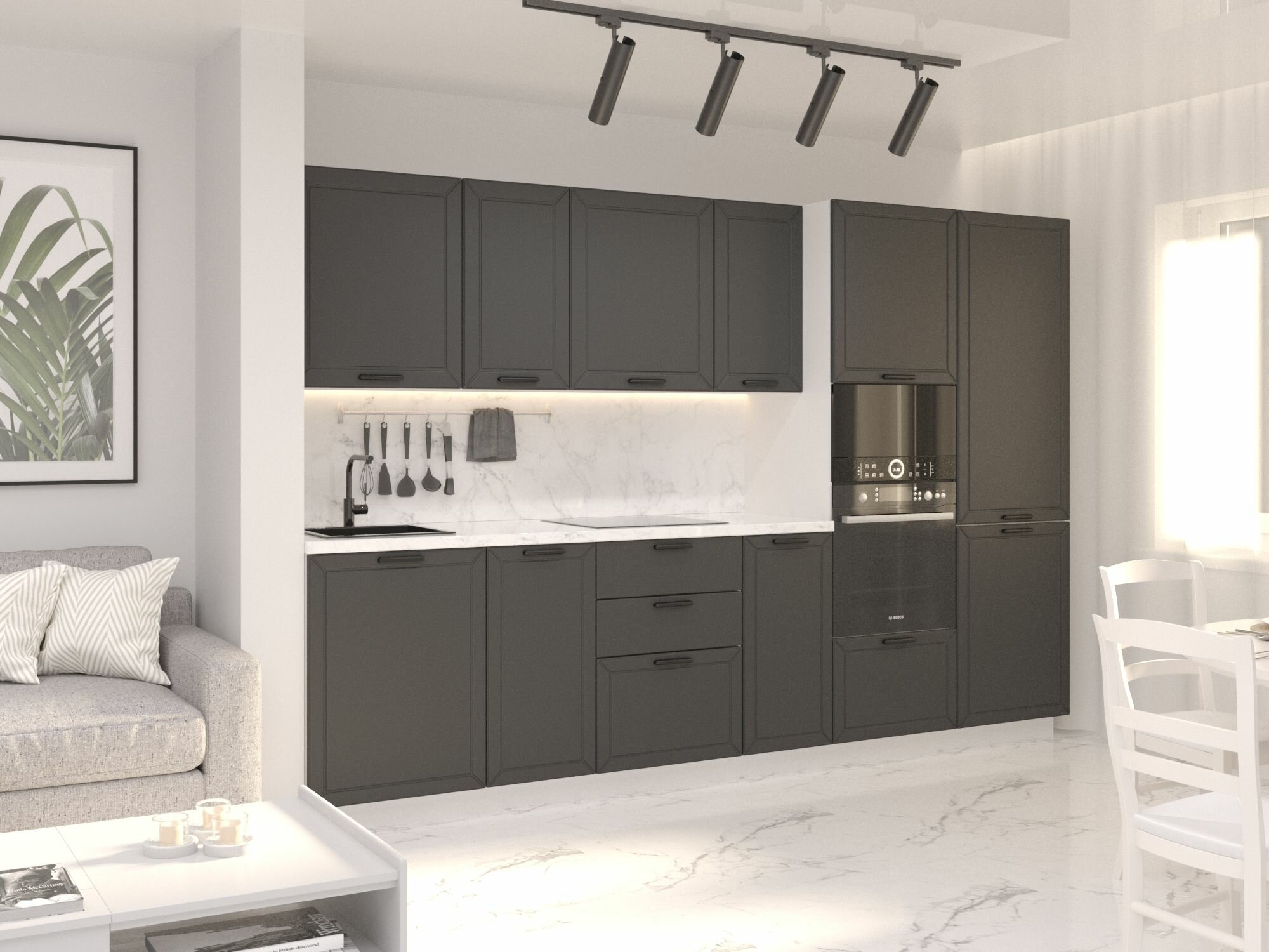 Кухонный гарнитур Глетчер Маренго Силк, 3200 мм