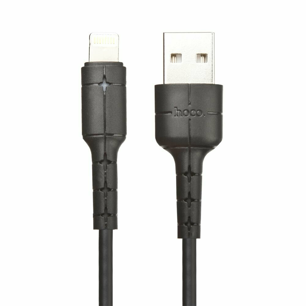 USB кабель HOCO X30 Star Lightning 8-pin, LED, 1.2м, TPE (черный)