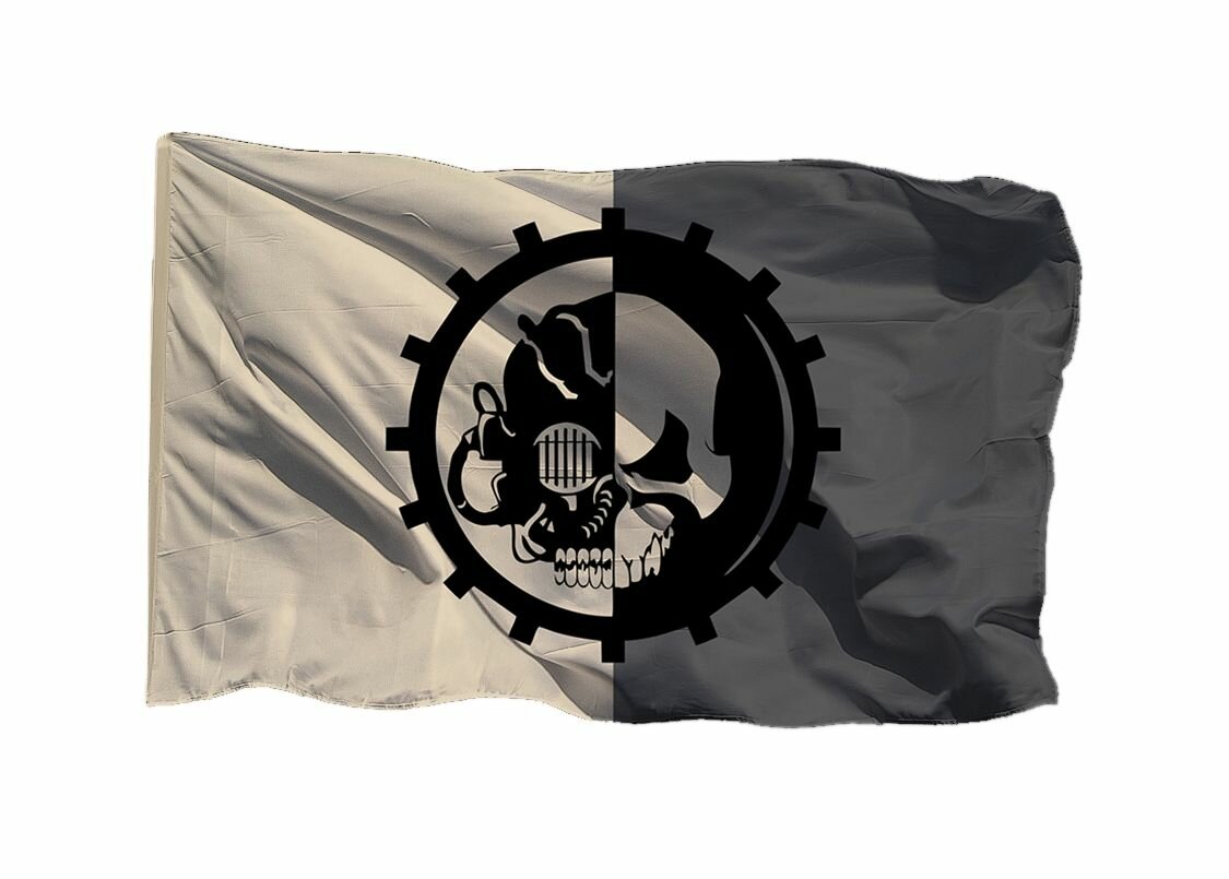Флаг знамя Адептус Механикус Вархаммер Warhammer 40000 90х135 см на шёлке для ручного древка