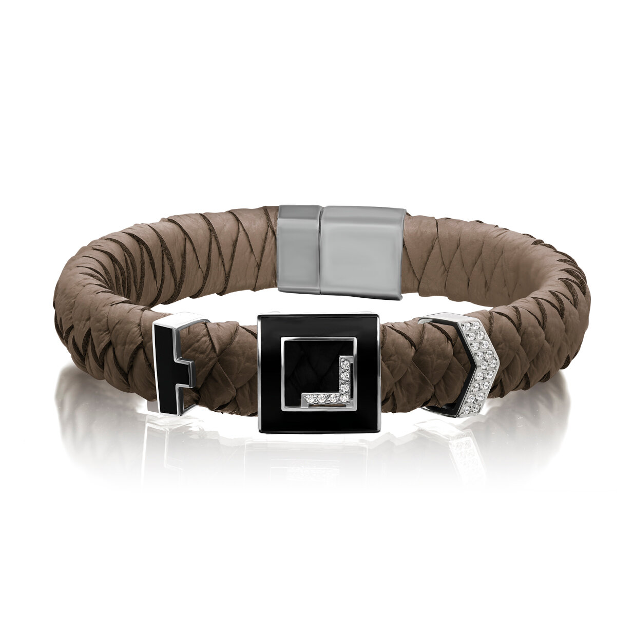 Браслет-цепочка, серебро, 925 проба, родирование, фианит