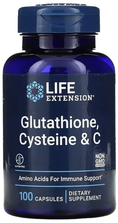 Life Extension Glutathione Cysteine and Vitamin C, Глутатион, Цистеин и Витамин С 100 капсул