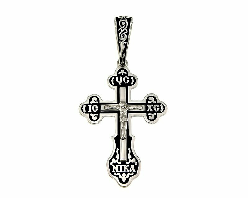 Крестик, серебро, 925 проба, родирование, эмаль