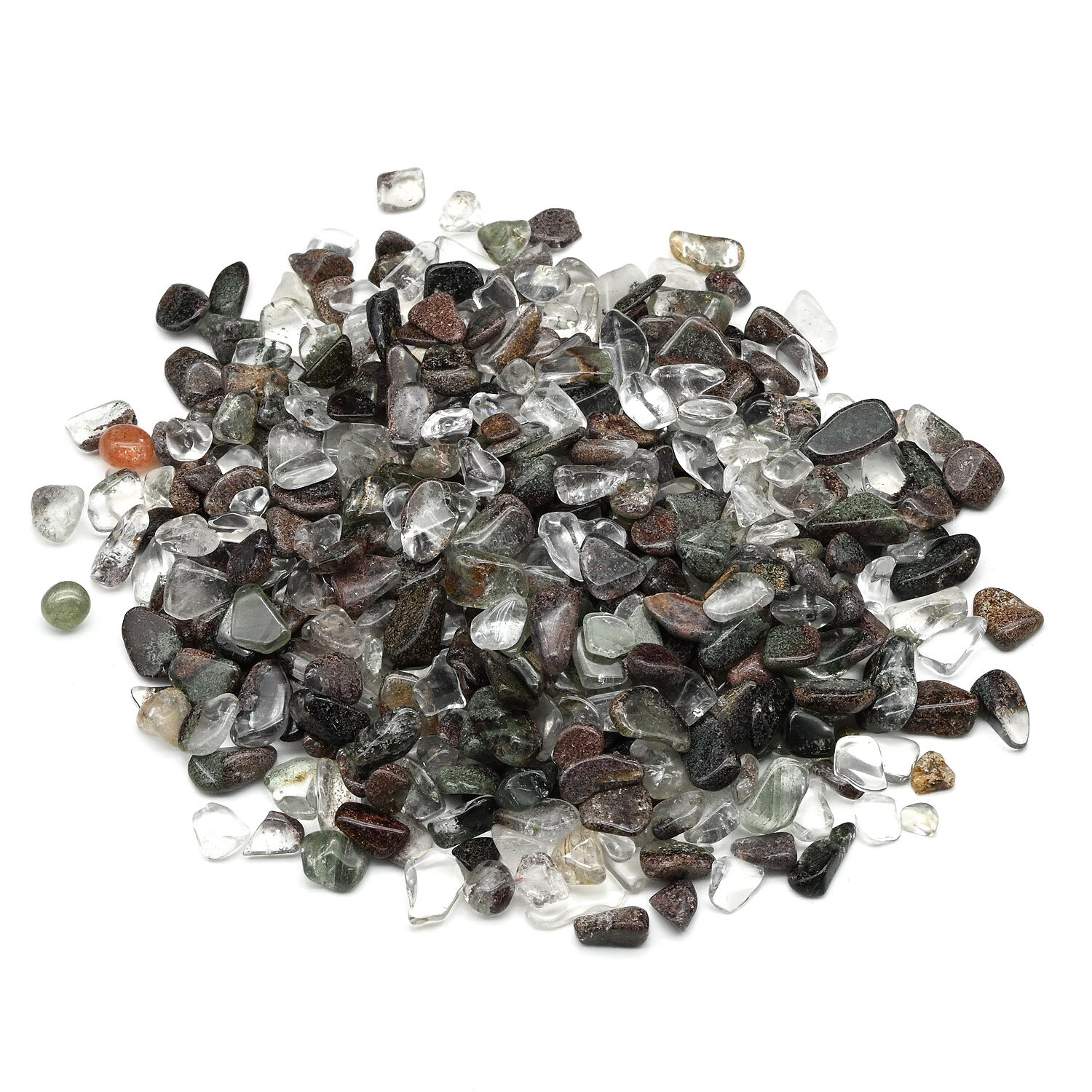 Горный хрусталь с породой галтовка фракция 5-10мм, упаковка 100г .