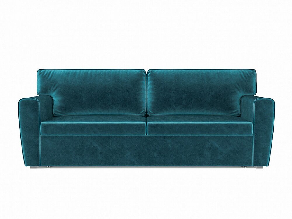 Прямой диван Оскар Эконом Сине-Зеленый Вельвет, еврокнижка, 237х105х91 см, с ящиком для белья