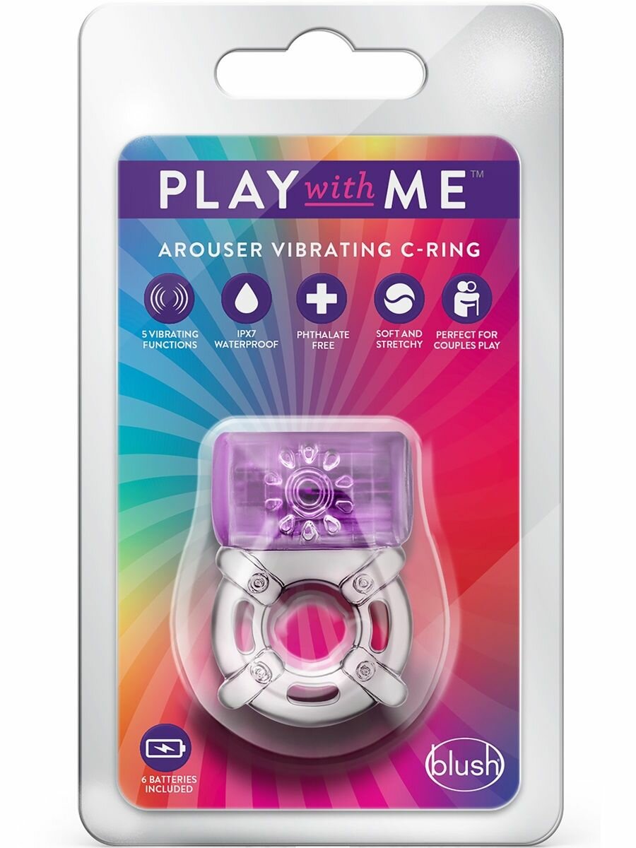 Насадка на пенис с вибрацией "PLAY WITH ME ONE NIGHT STAND VIBRATING C-RING PURPLE" 5.5см