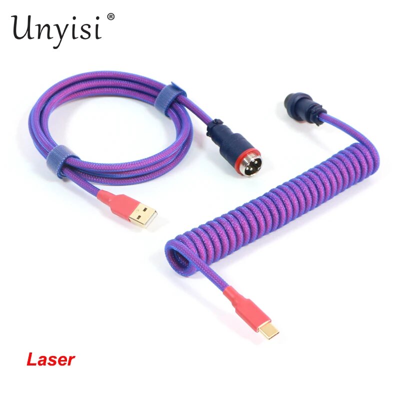 Спиральный кабель USB-Type-C Micro Mini-USB Unyisi для механической клавиатуры Micro, Laser