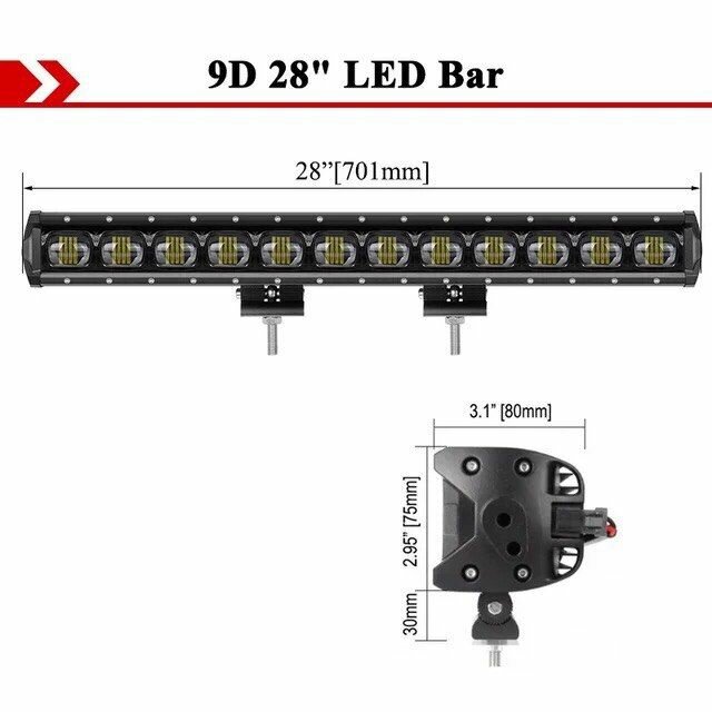 Светодиодная балка (панель) 9D LED Bar 120W CREE, CW6000K, крепление в комплекте, DC9-30V spot