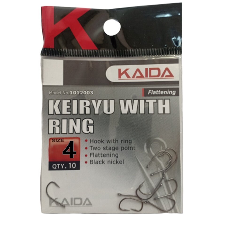 Крючки одинарные Kaida KEIRYU размер 4, количество в наборе 10шт