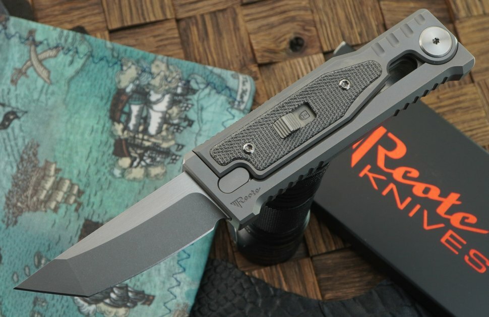 Складной нож Reate Knives Mini-Exo, сталь CPM-3V, SW, танто, рукоять титан/черная микарта