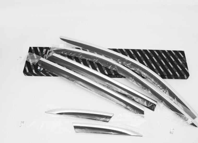 Дефлекторы Autoclover, для Renault Koleos, ABS-пластик, клеятся, черный/хром