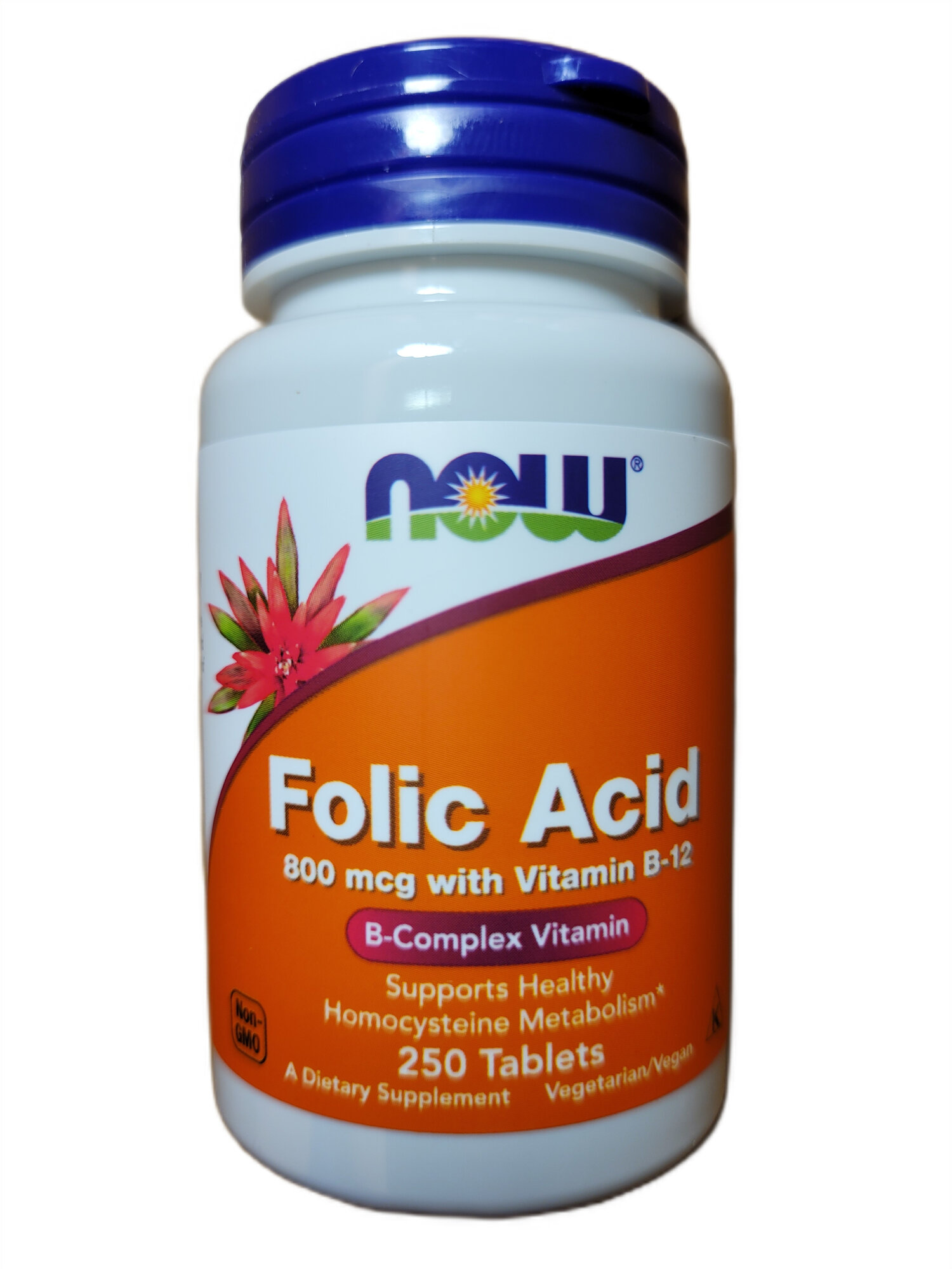 Фолиевая кислота, витамин Б12 NOW Folic Acid 800 мкг 250 таблеток