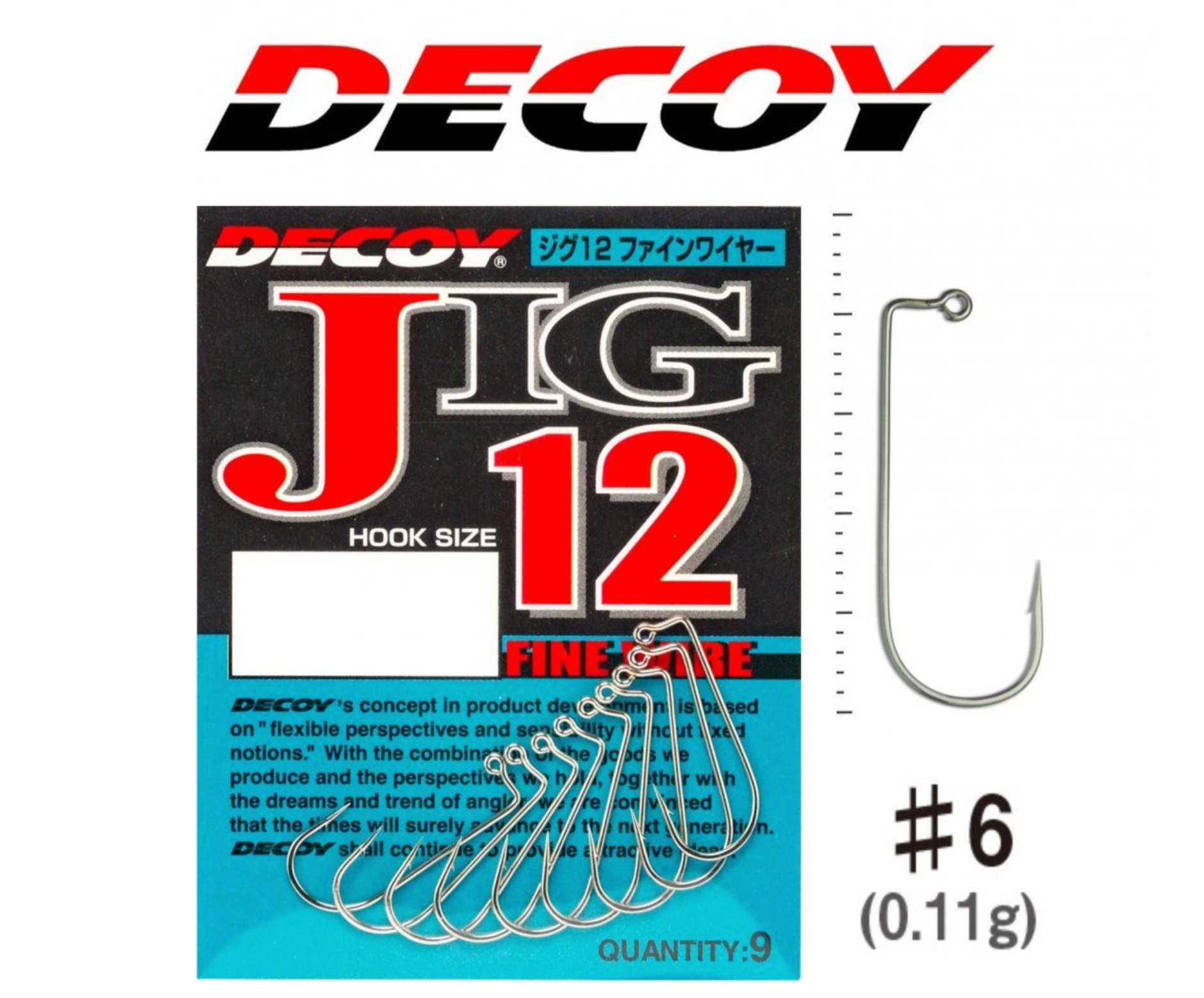 Джиговые крючки Decoy JIG-12 -№6 (9шт)