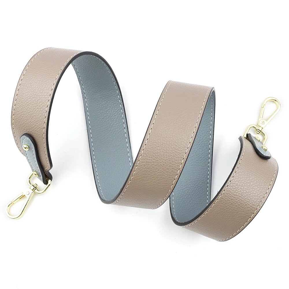 Ремешок для Сумки из натуральной воловьей кожи, широкий Сменный ремень для сумки на плечо, grey-blue