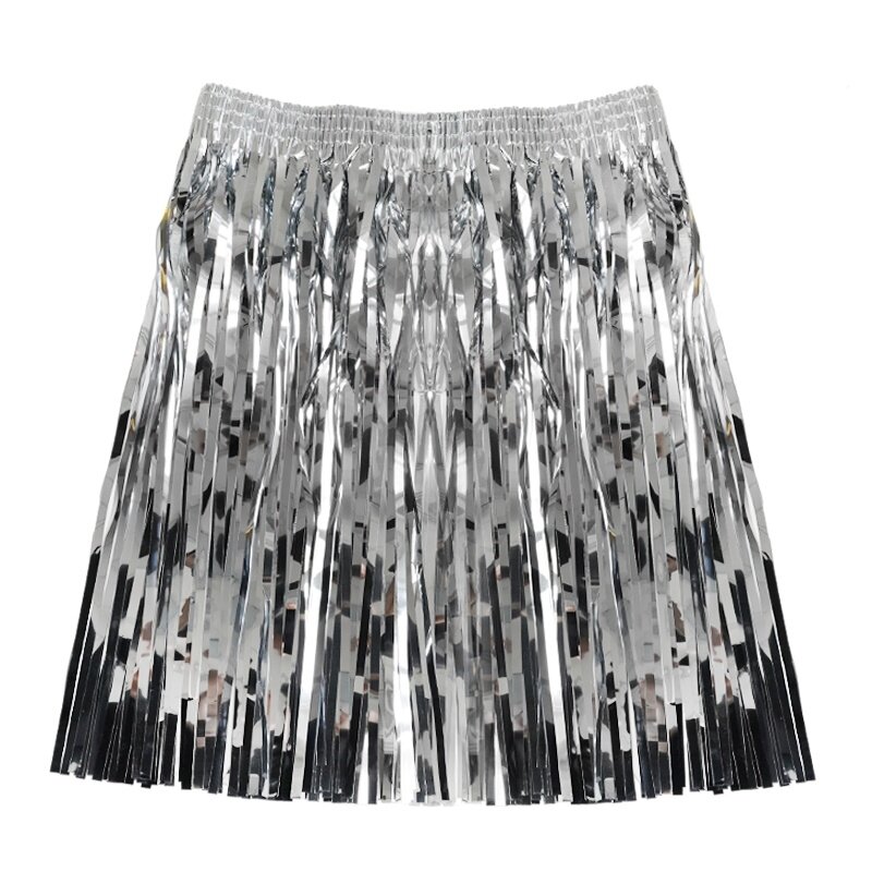 Карнавальная юбка Веселый праздник Серебряная, длина 40 см, на резинке, в пакете