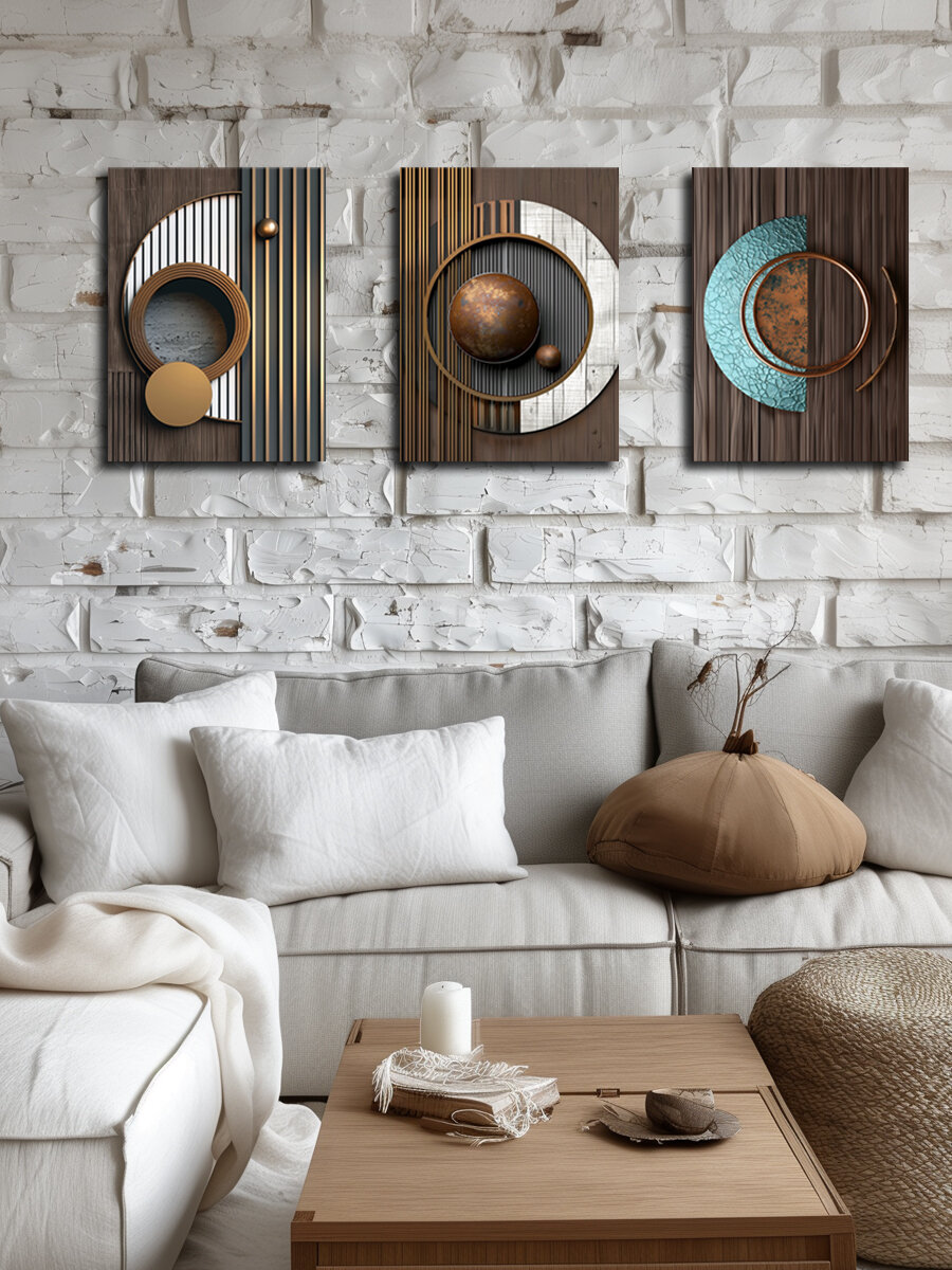 Картина на холсте LOFTime 30х40 3 шт абстракция 3D круги 3 К-686-3040