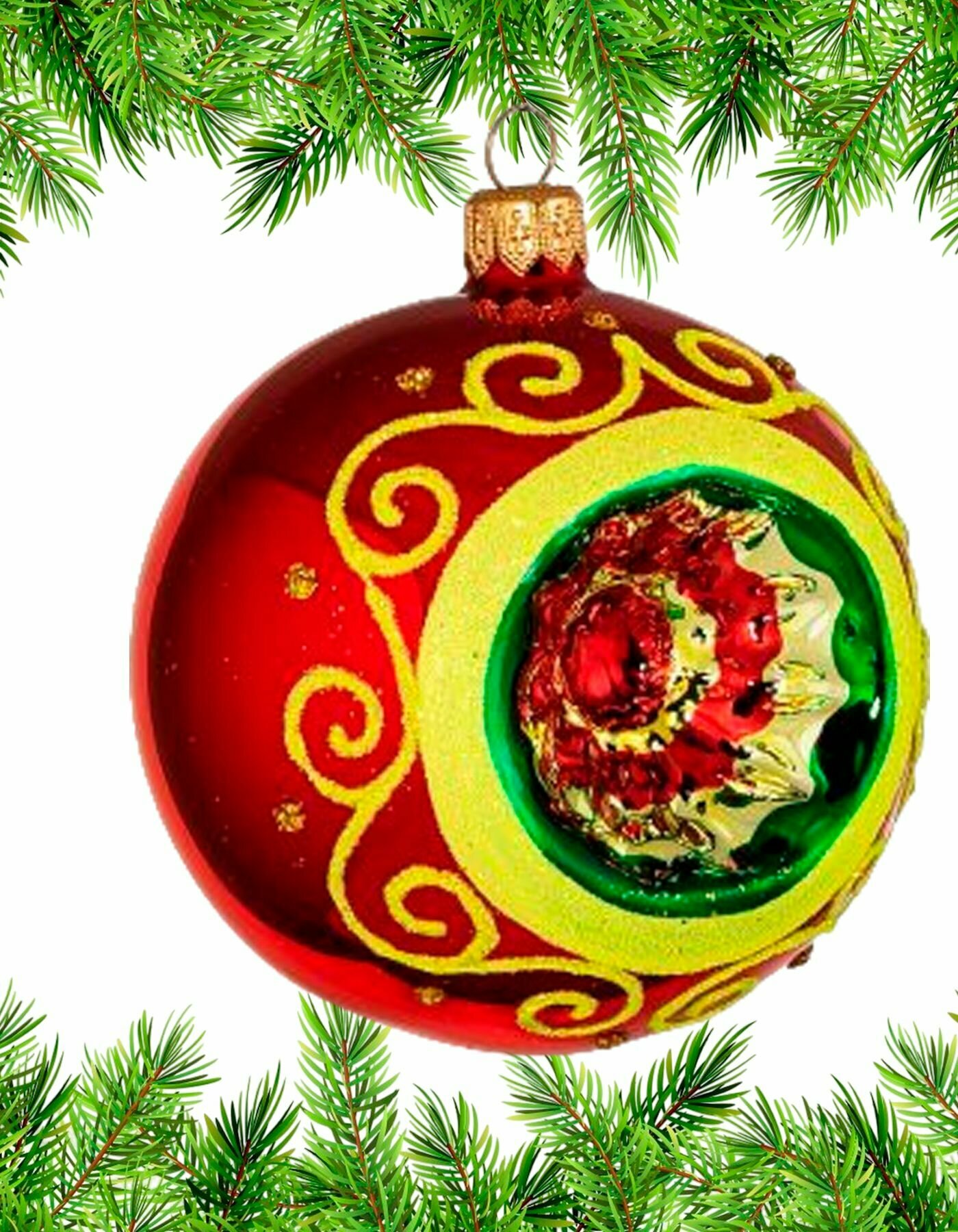 Шар на елку 85мм "Лучезарный" красный