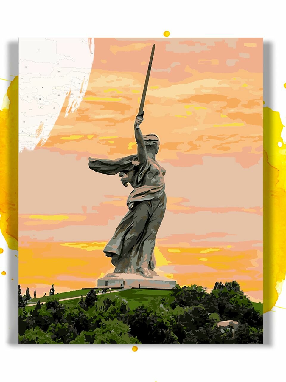 Картина по номерам на холсте Волгоград - Родина-мать на закате, 40 х 50 см