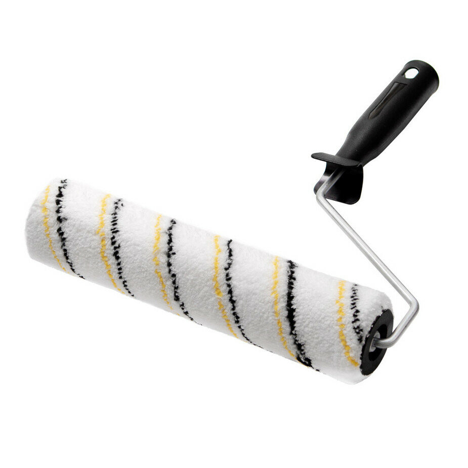 Валик малярный микрофибра 250 мм стержень 6 мм d42 мм ворс 9 мм для водной основы с ручкой