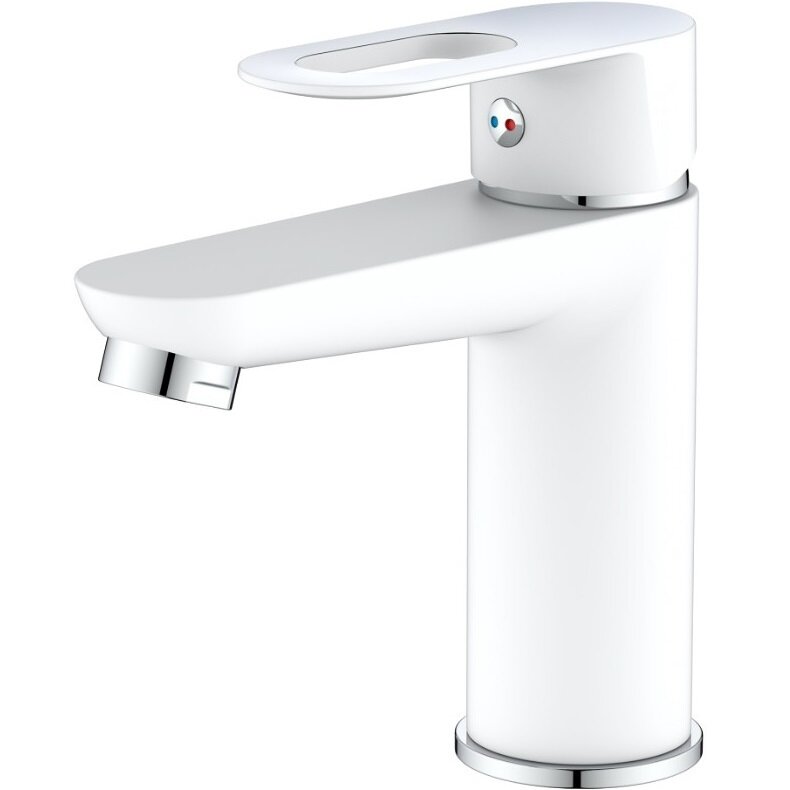 Смеситель HANSEN H10018-F, для раковины, латунный, рычажный, белый