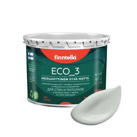 Краска интерьерная глубокоматовая ECO_3 wash and clean FINNTELLA моющаяся, цвет TUHKA, 2,7л